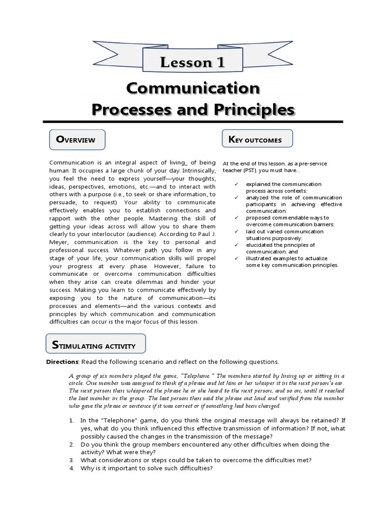 Purposive Communication - Lesson 1 | Download Free PDF | Communication | Nonverbal Communication