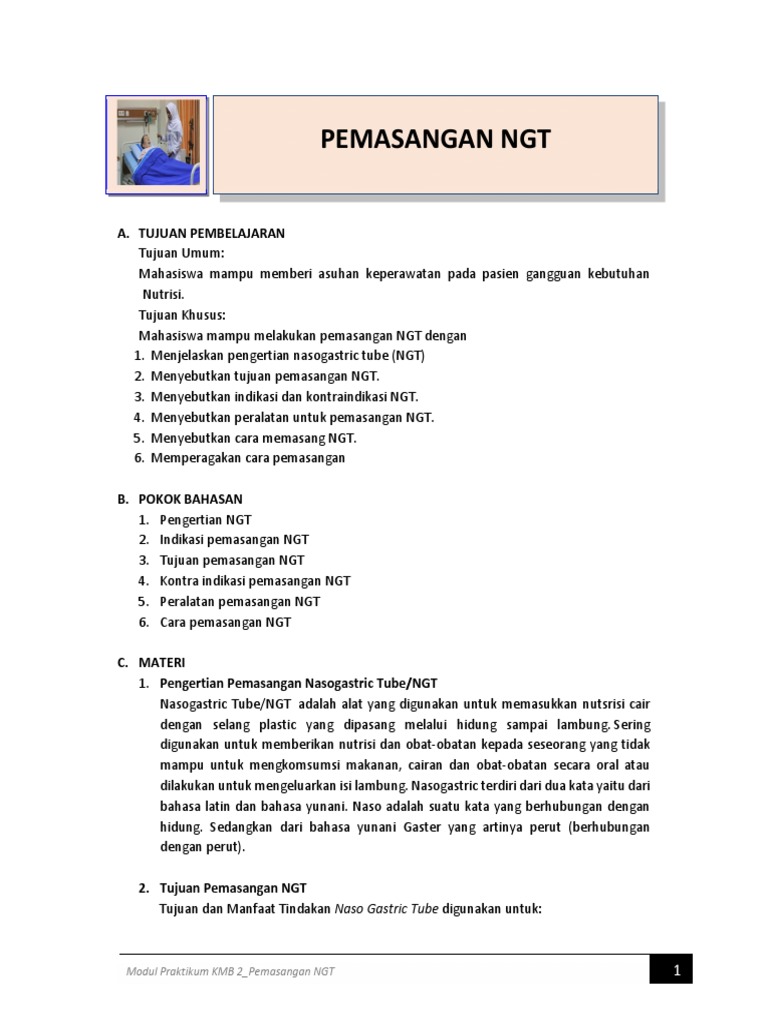 Modul Praktikum KMB 2 - Pemasangan NGT | PDF