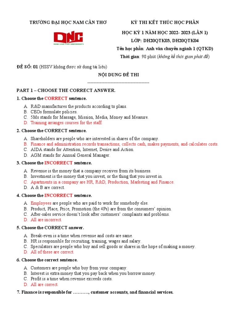 English for Business Administration Exam | PDF | Employment | Profit ...