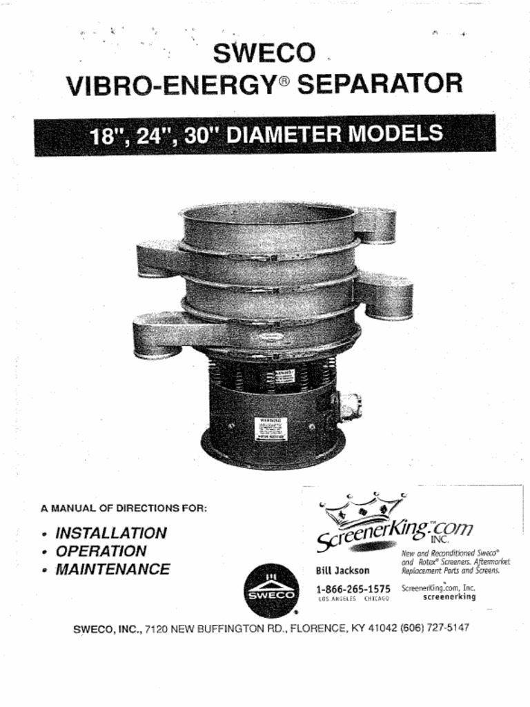 Sweco Vibro Energy Separator O&M (1) | PDF