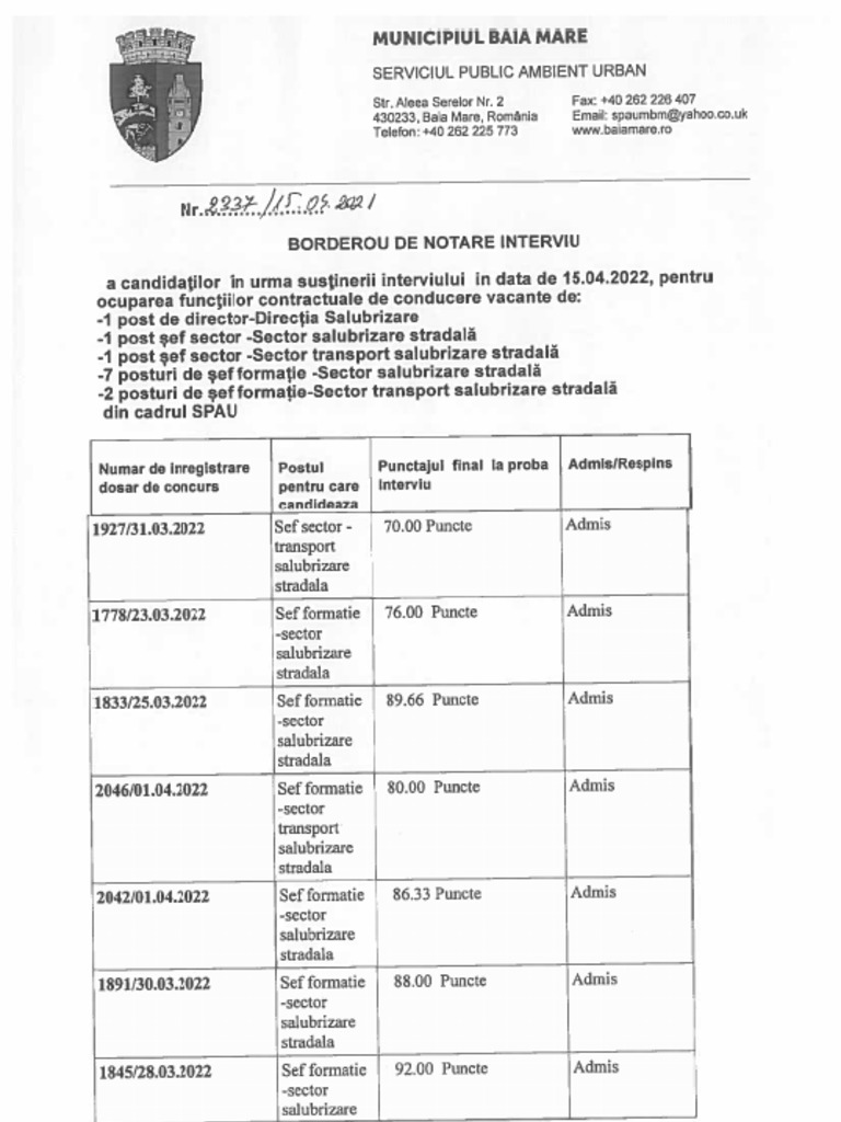 Borderou de Notare Interviu | PDF