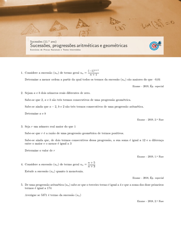 Ficha Sucessoes Mat Absolutamente | PDF | Sequência | Matemática elementar