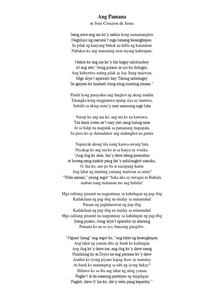 Ang Pamana Tula | PDF