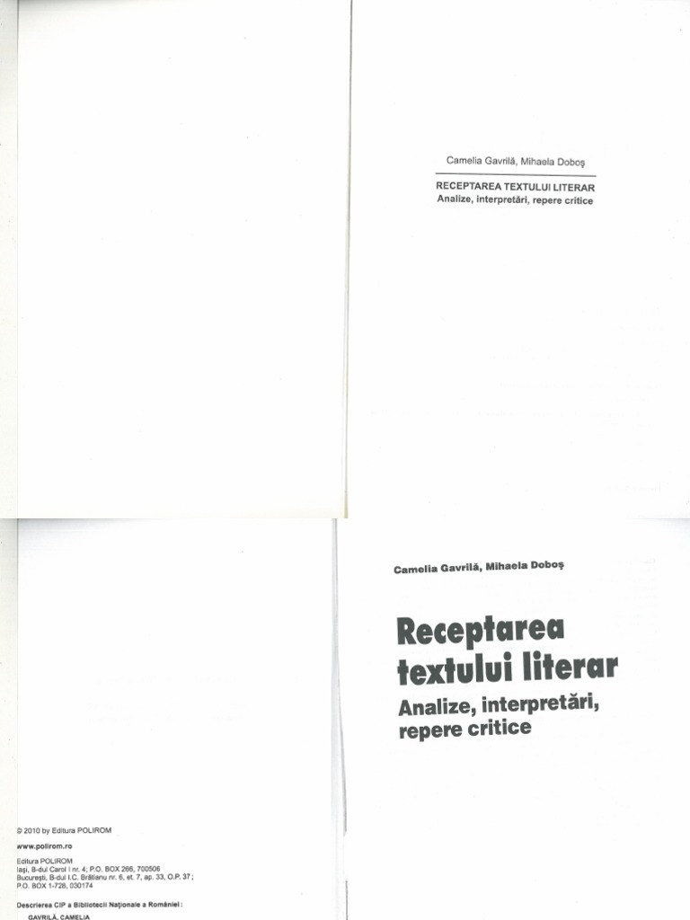 Receptarea Textului Literar | PDF