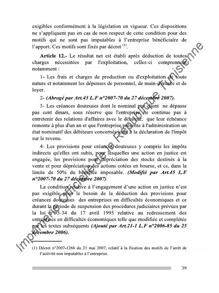 Article 12 Du Code de l'IRPP Et de l'IS | PDF