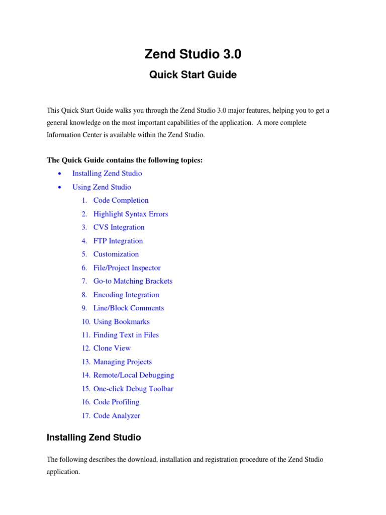 Zend Studio Quick Start Guide | PDF | Php | Debugging Zend Studio Quick Start Guide | PDF | Php | Debugging