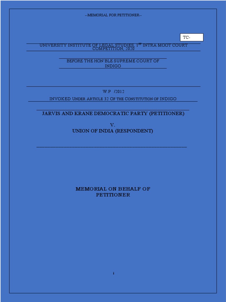 Moot Memorial (PETITIONER) | PDF | Common Law | Public Law