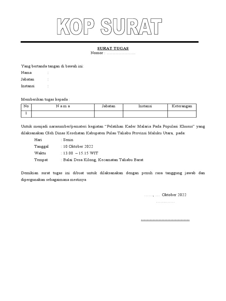 Contoh Surat Tugas Narasumber | PDF