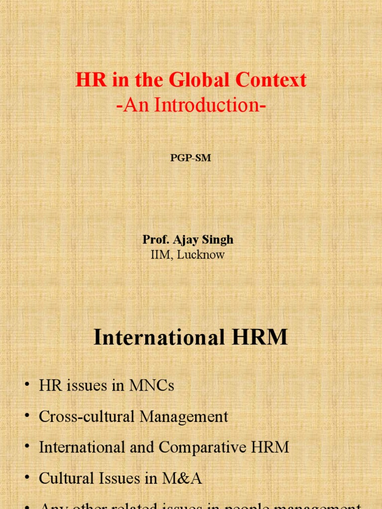 IHRM Introduction | PDF | Cost Of Living | Human Resource Management