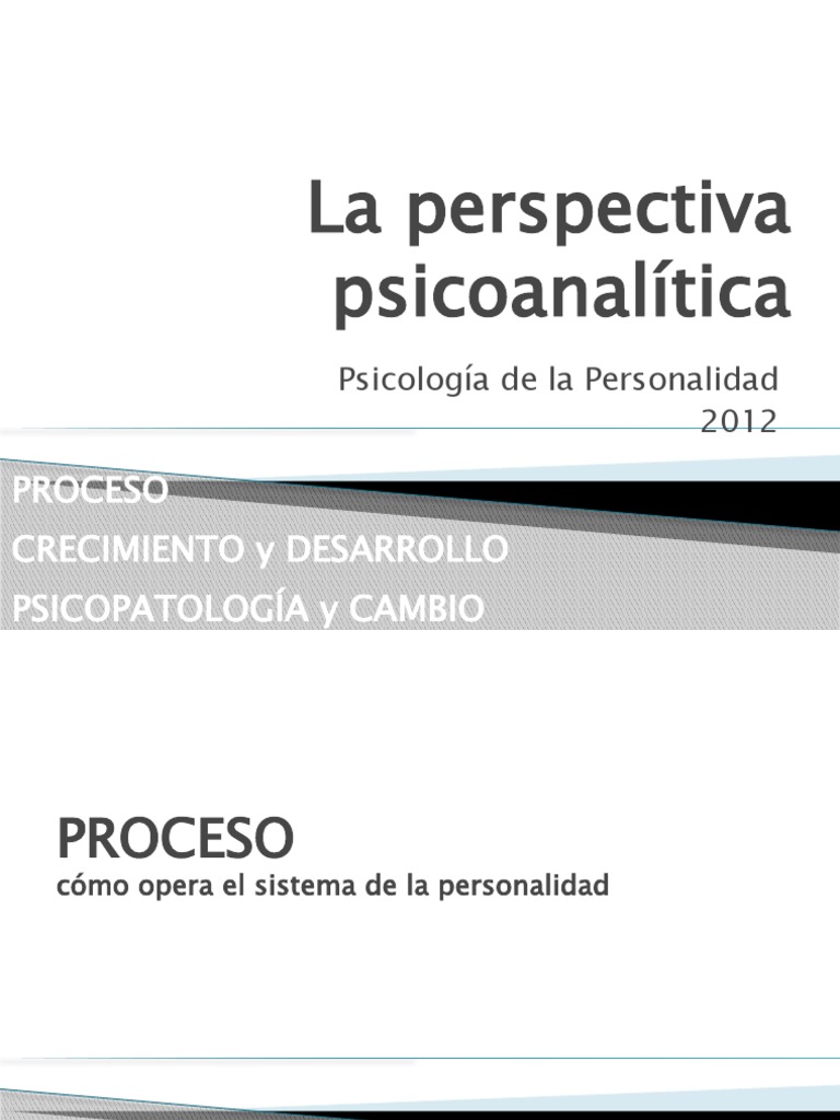 La Perspectiva Psicoanalítica Proceso Desarrolla Y Mas Pdf Mente