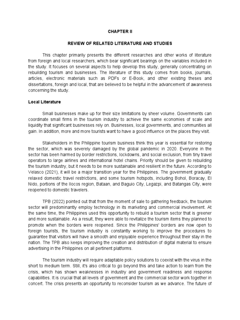 Chapter Ii - RRL | PDF | Tourism | Economies Chapter Ii - RRL | PDF | Tourism | Economies