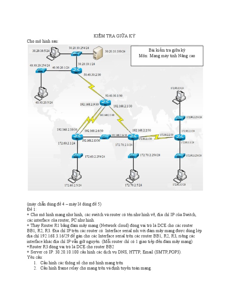 Kiem Tra Giua Ky Lop Mang MT NC CN20T | PDF