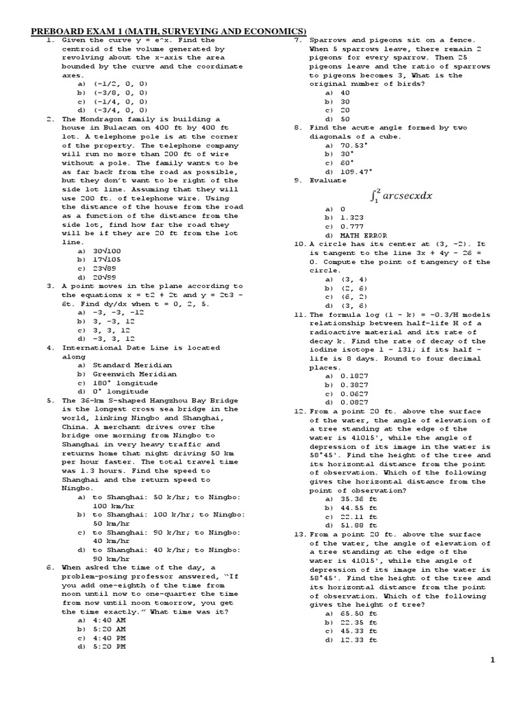 Preboard Mste | PDF | Ph | Geometry