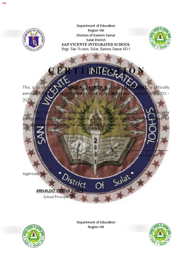 Enrollment Certifications 2020-21 | PDF