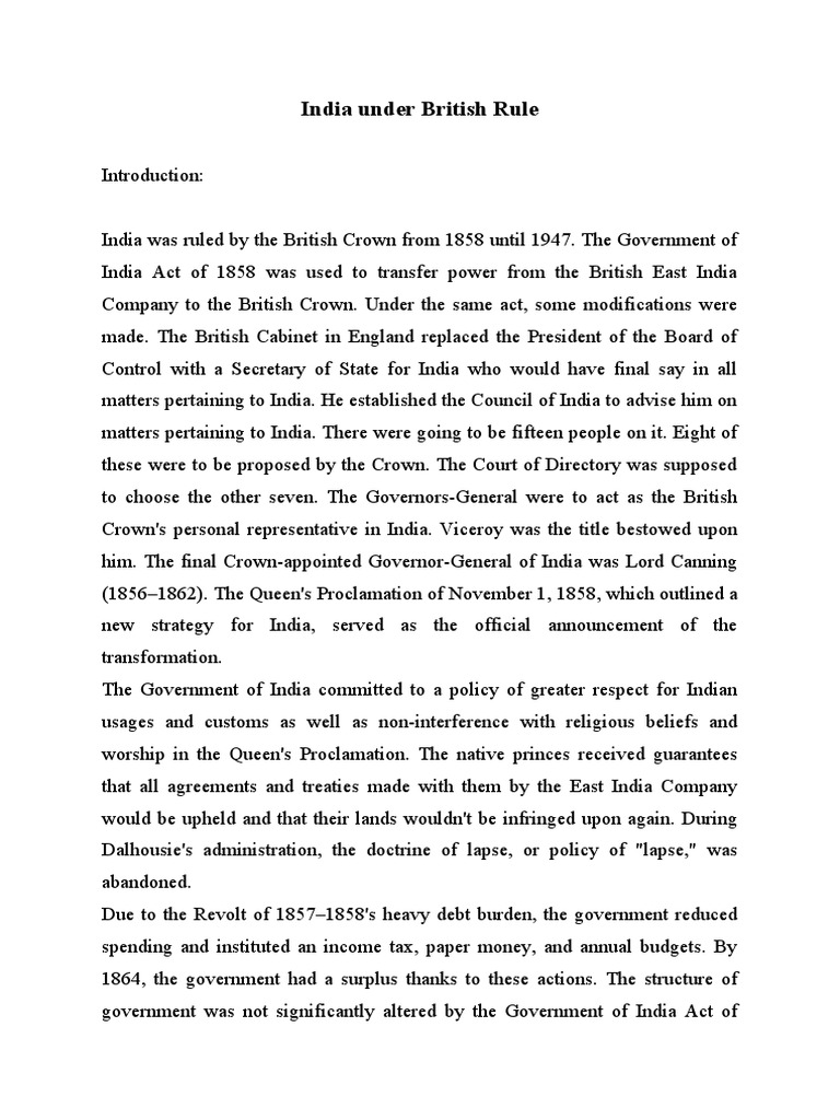 India Under British Rule | Download Free PDF | British Raj | Myanmar