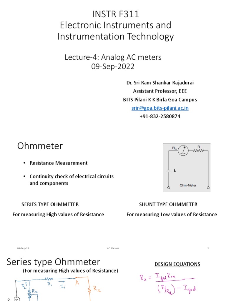 Lecture 4 09 Sep 2022 AC Meters | PDF | Electromagnetism | Electricity