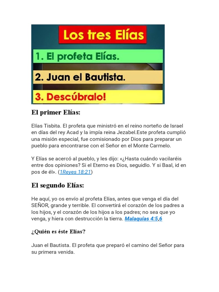 Los Rtes Elías | PDF | Elijah | Juan el Bautista