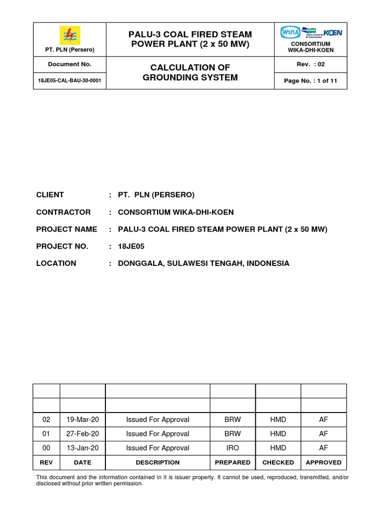 18JE05-CAL-BAU-30-0001 - Calculation of Grounding System - Rev.02 - Submit | Download Free PDF ...
