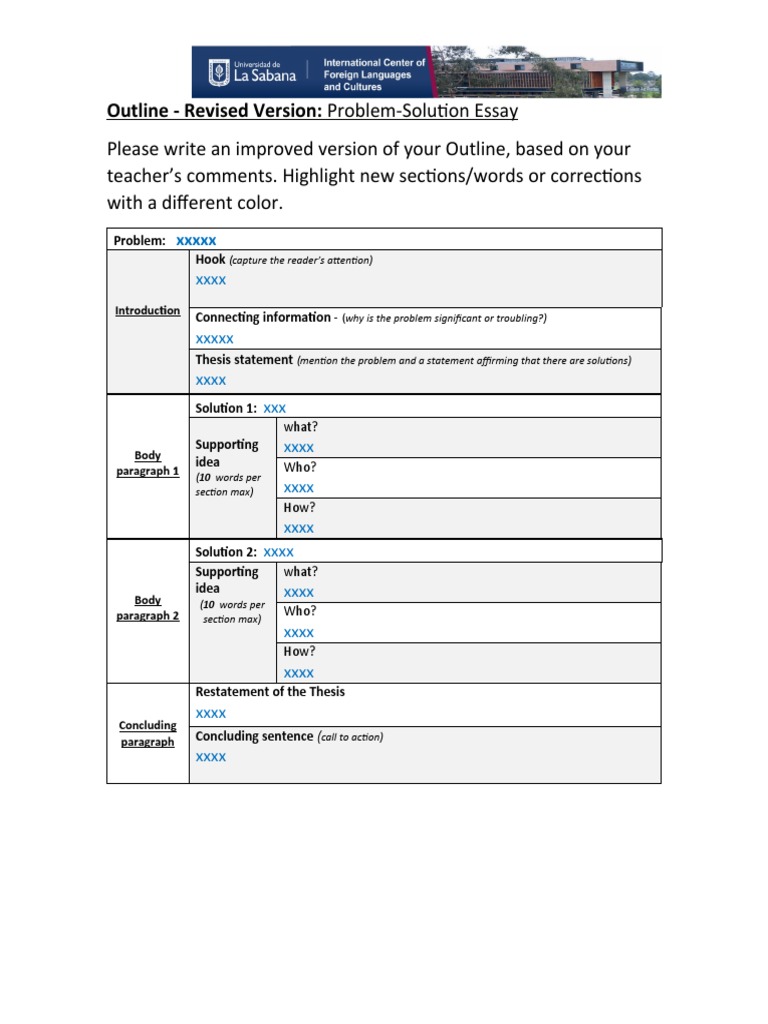 Revised Outline Format Problem Solution | PDF | Teaching Methods & Materials