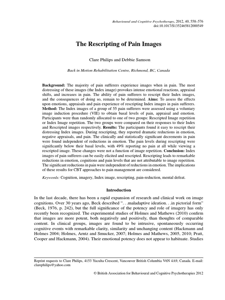 Imagery Rescripting Pain | PDF