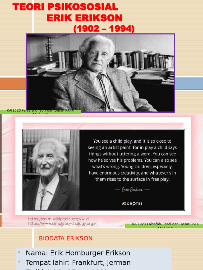 TEORI PSIKOSOSIAL ERIK ERIKSON | PDF TEORI PSIKOSOSIAL ERIK ERIKSON | PDF
