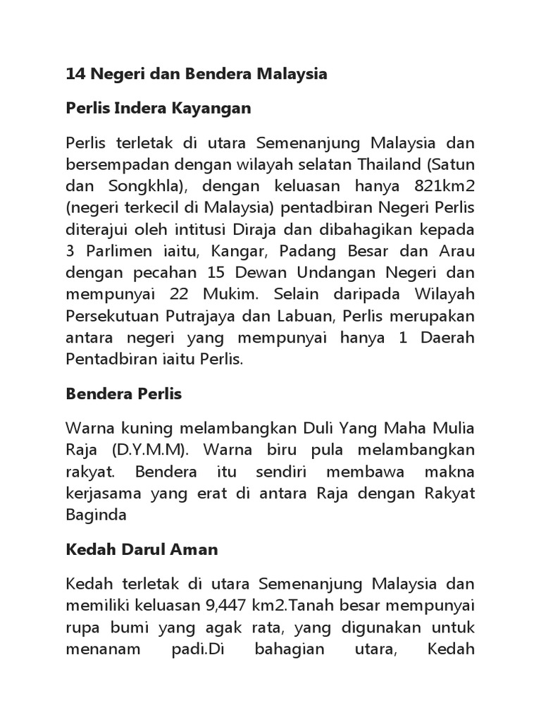 14 Negeri & Bendera Malaysia | PDF