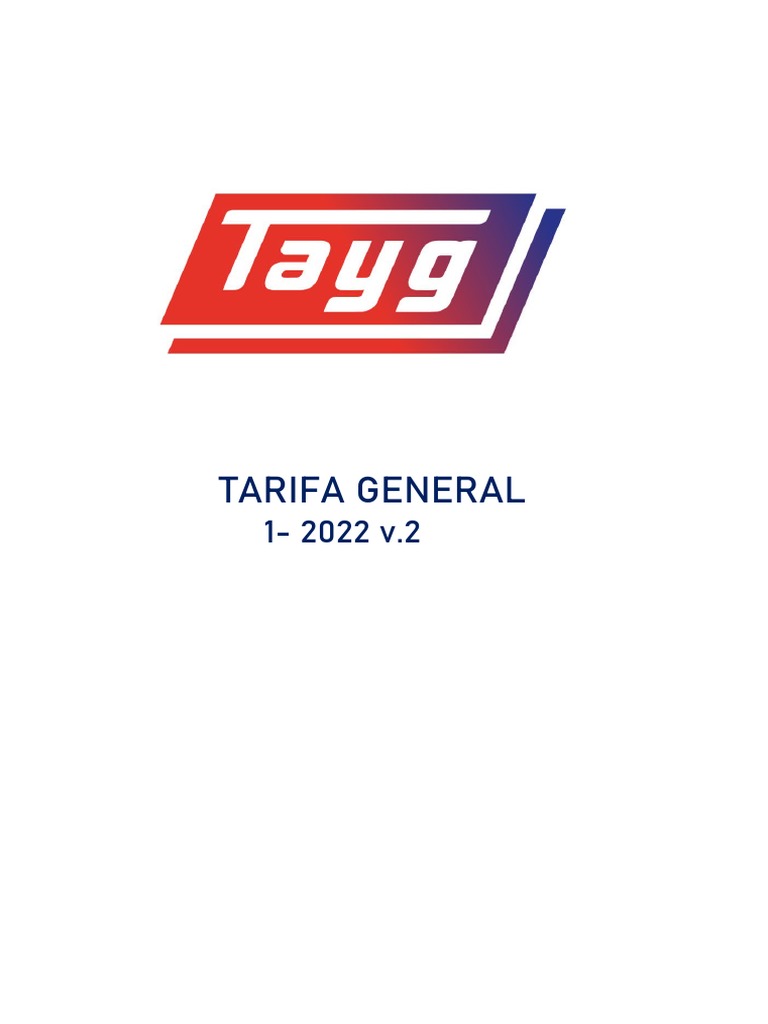 Tayg Tarifa General 1-2022 v2 | PDF