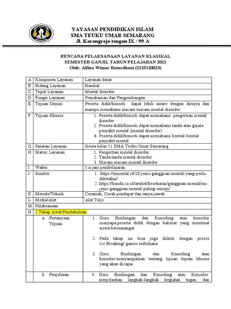 RPL Mental Disorder | PDF | Karier & Perkembangan | Pengembangan Diri