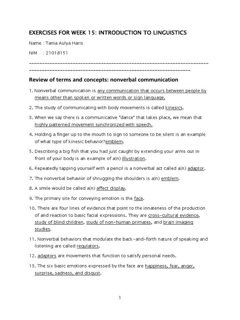 Examples of Affect Displays in Kinesics | PDF | Nonverbal Communication ...