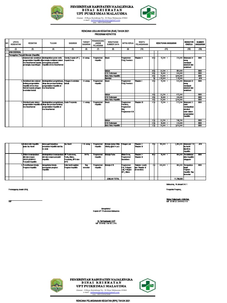 2021 Hepatitis Ruk RPK Jadwal Monitoring RPK | PDF