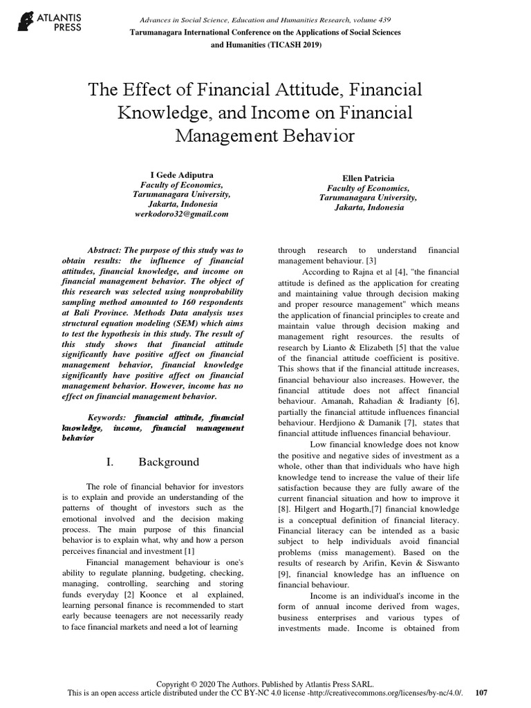 The Effect of Financial Attitude, Financial Knowledge, and Income On ...