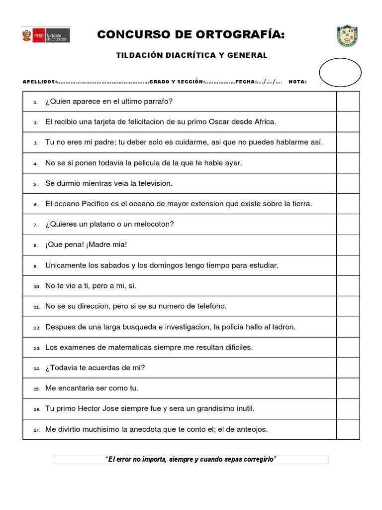 Concurso de Ortografía Ii | PDF