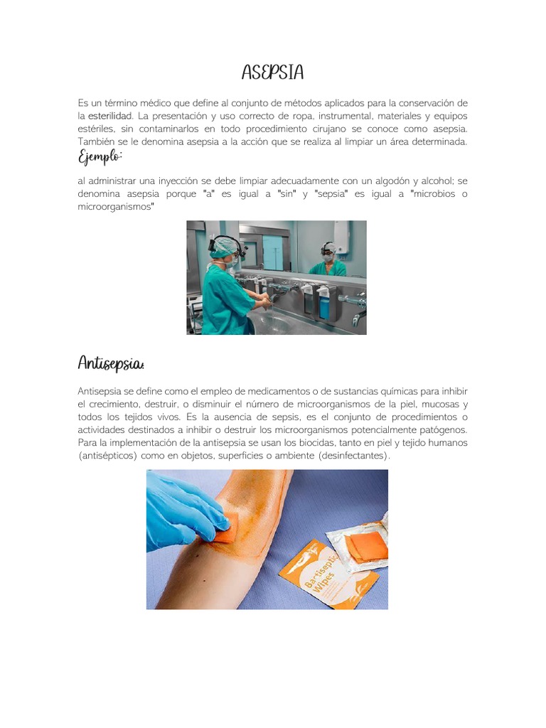 Asepsia, Antisepsia, Etc | PDF | Esterilización (Microbiología) | Infección