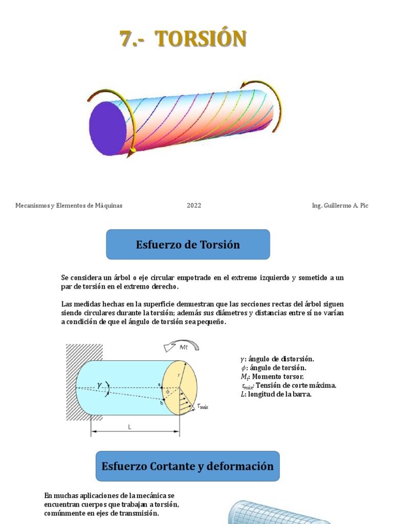 7 Torsión | PDF | Esfuerzo cortante | Elasticidad (Física)