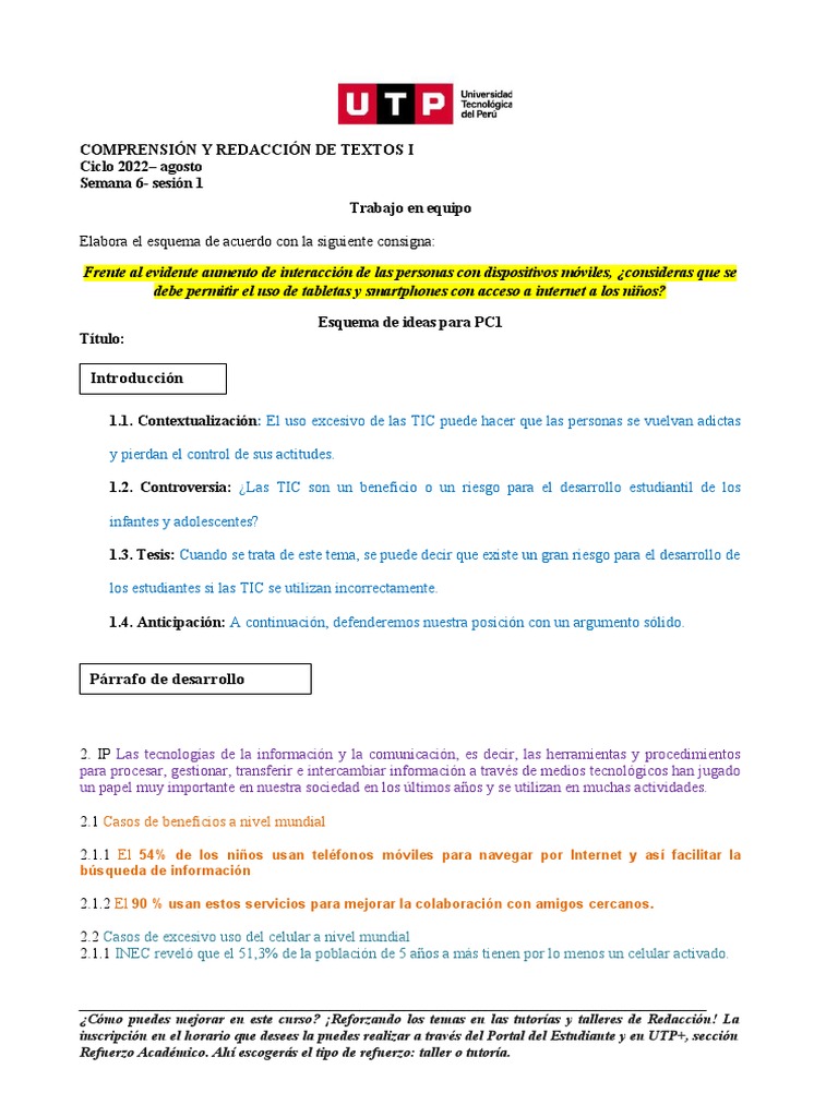 S06.s1-Esquema para PC1 (Material) 2022 Agosto | PDF | Tecnología de información y ...