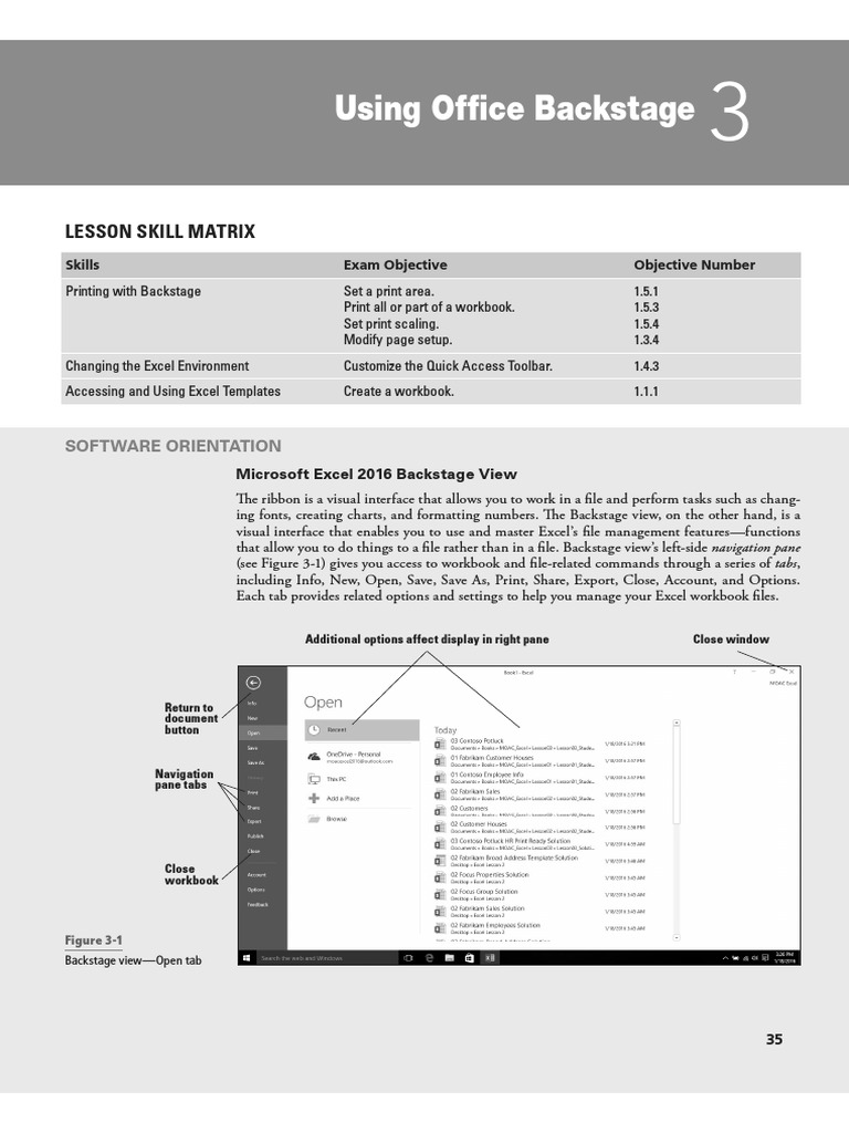 MS Excel Lesson 3 Using Office Backstage | Download Free PDF | Microsoft Excel | Worksheet