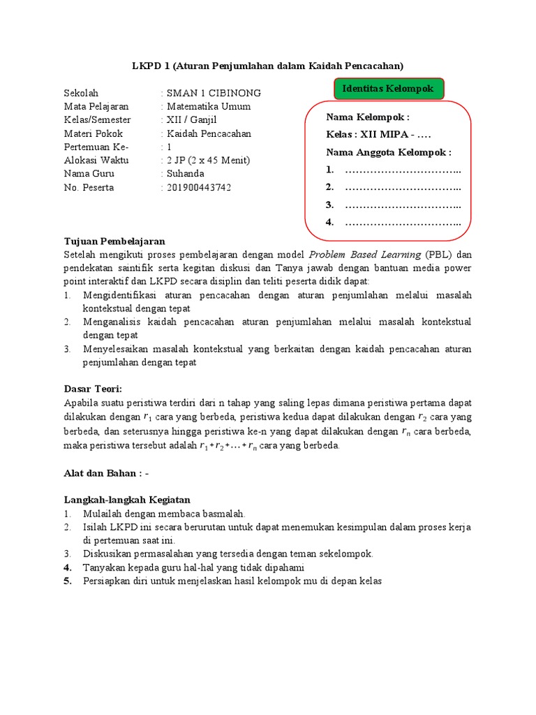 Jawaban LKPD 1 | PDF
