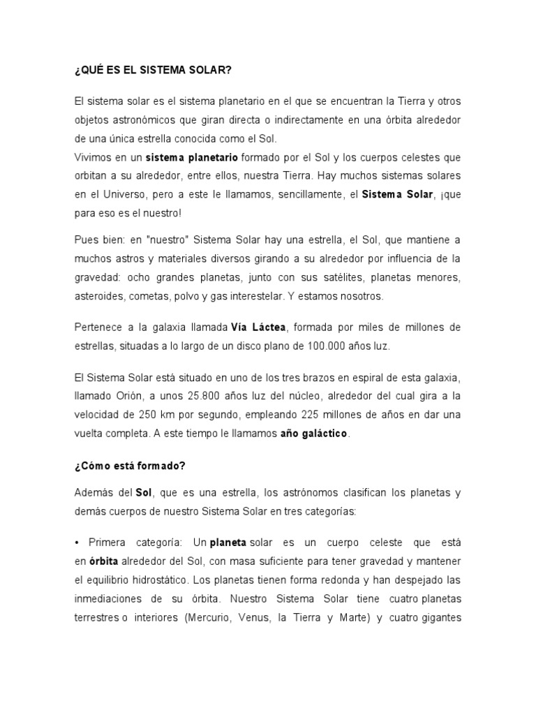 Introducción al Sistema Solar | PDF | Sistema solar | Estrellas