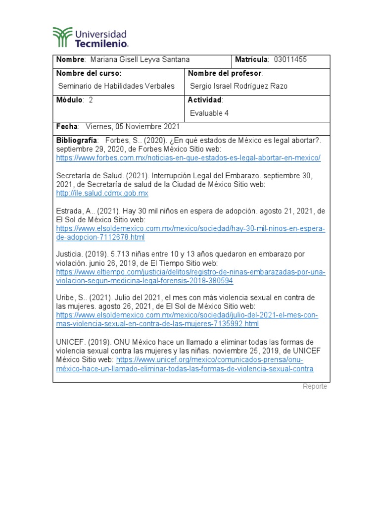 Act4 Eval | PDF | Aborto | El embarazo