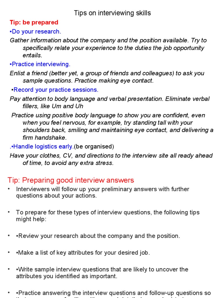 Interview Tips | PDF | Job Interview | Psychology