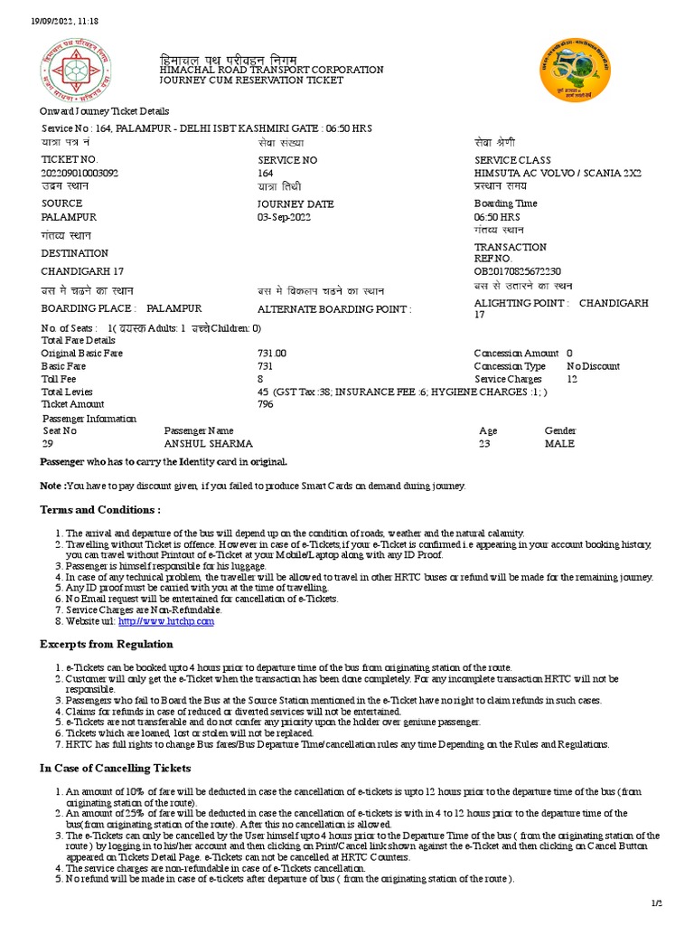 Bus Ticket | PDF | Fare | Public Transport