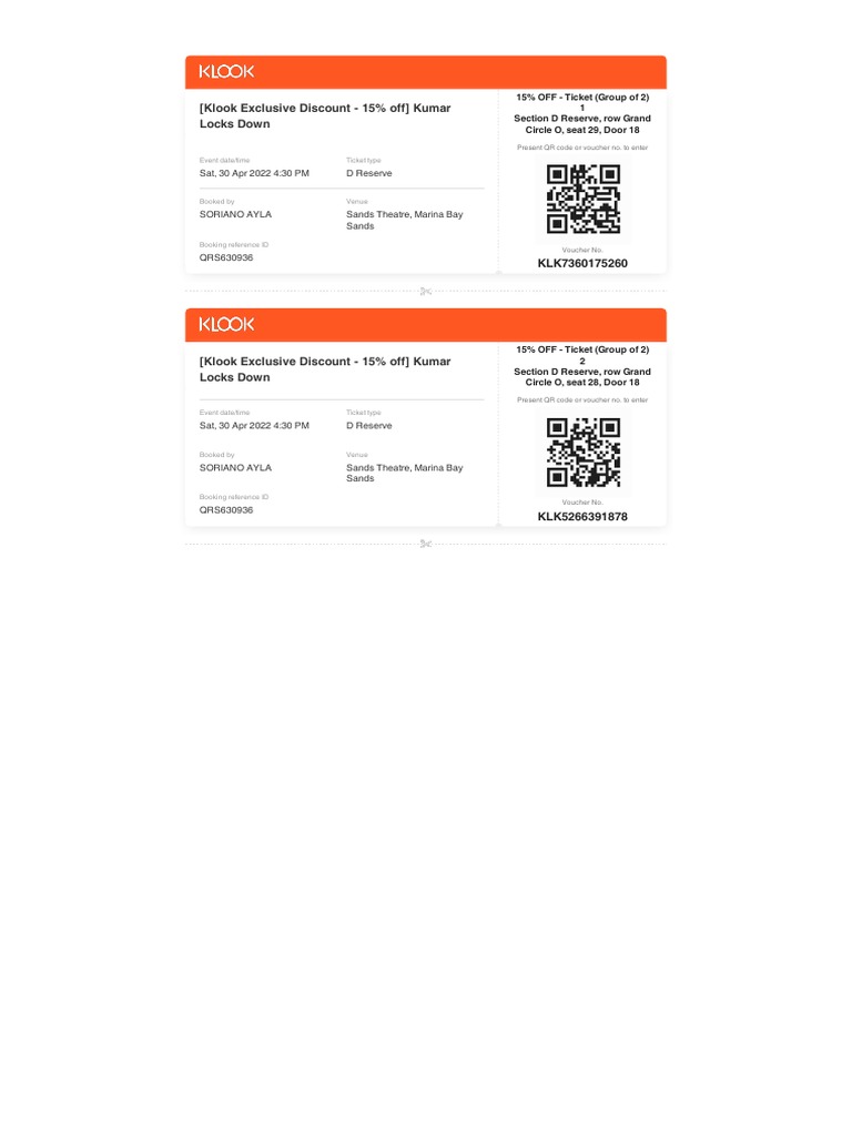 Kumar Klook Voucher | PDF