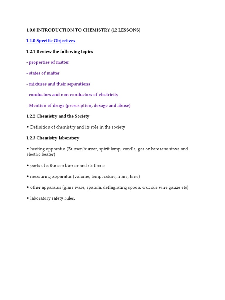 Kcse Form 1 Chemistry Notes | PDF | Filtration | Distillation