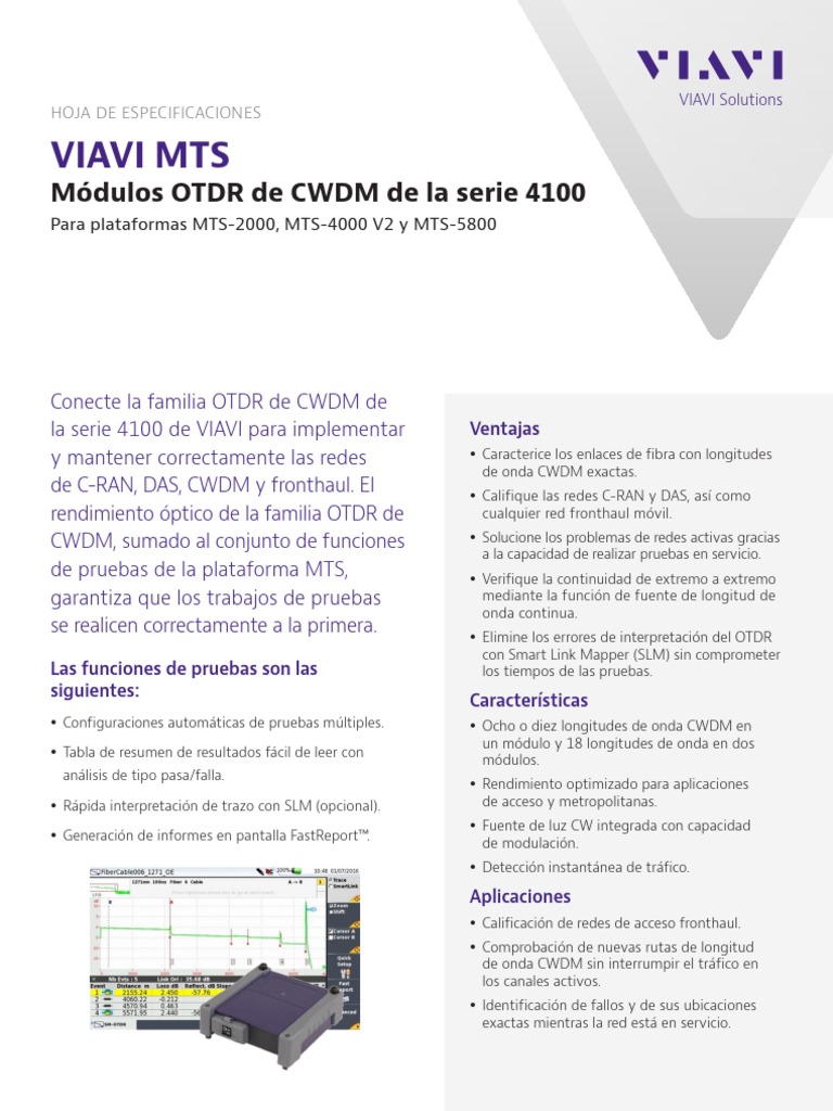 Modulos Otdr de CWDM para Plataformas Mts 2000 Mts 4000 y Mts 5800 Es ...