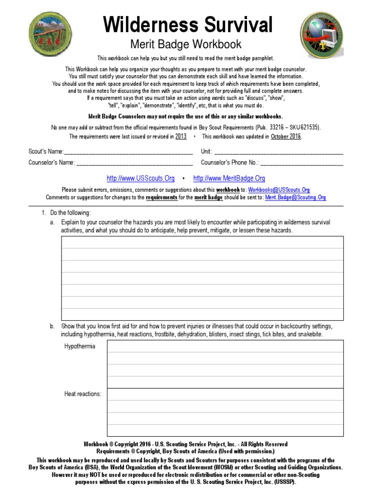 Wilderness Survival WorkBook | PDF