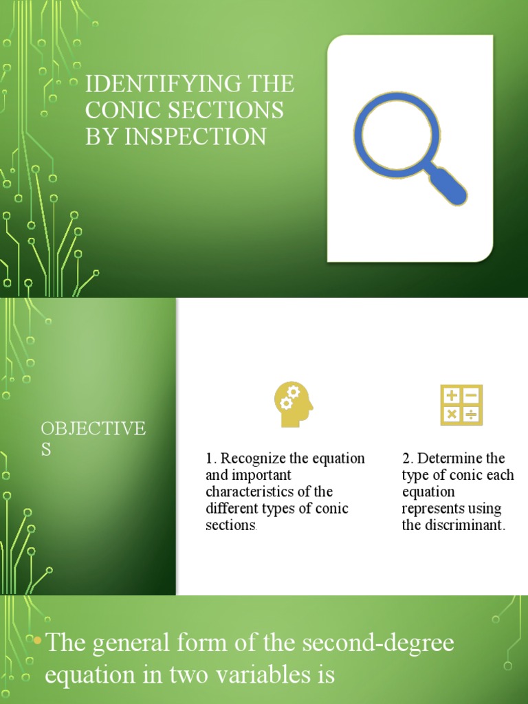 Identifying The Conic Sections by Inspection | PDF | Equations | Ellipse