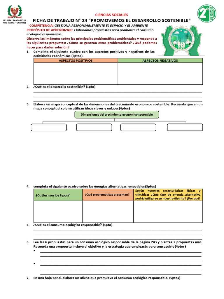 Ficha 24 CCSS Promovemos El Desarrollo Sostenible | PDF | Sustentabilidad | Desarrollo sostenible