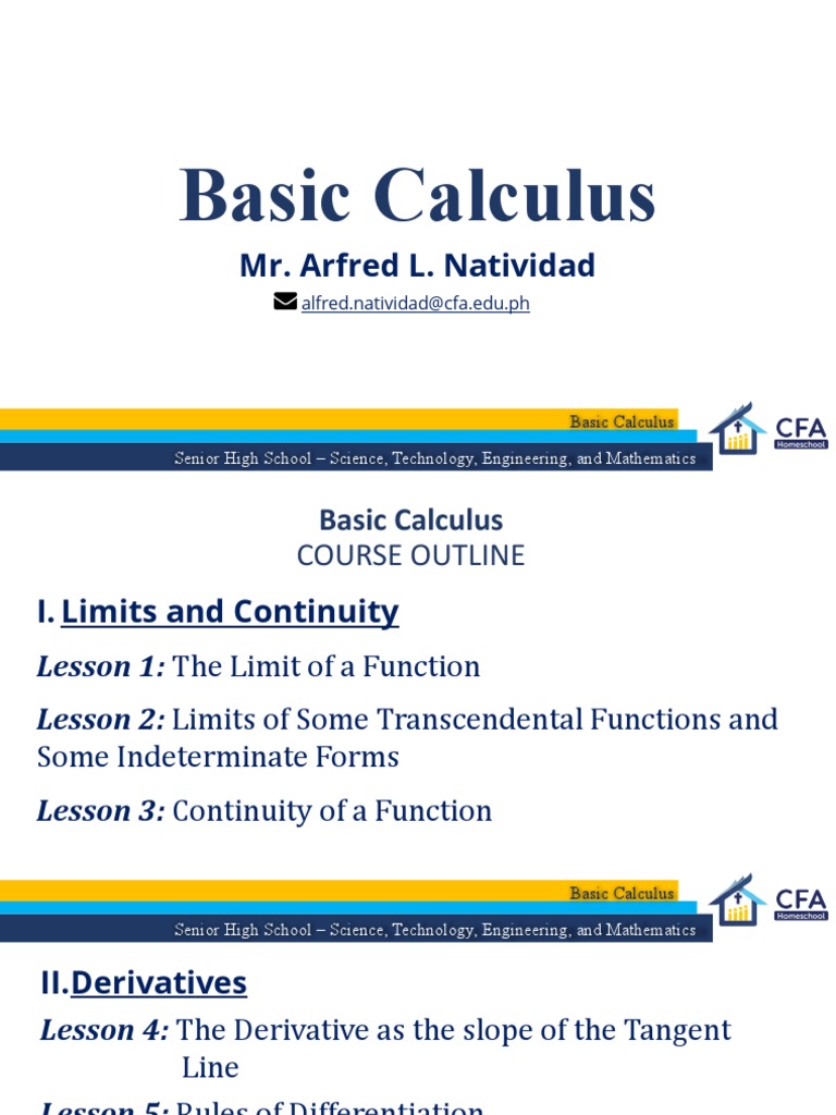 SHS Basic Calculus Course Outline SEO | PDF | Integral | Calculus
