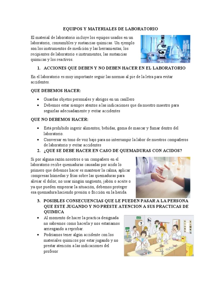 Equipos y Materiales de Laboratorio | Descargar gratis PDF | Química | Ciencias fisicas