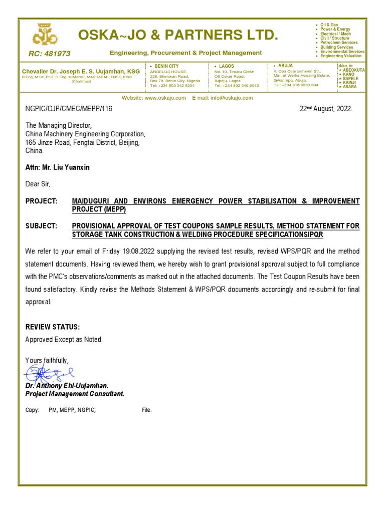 116_CMEC_MEPP_PMC_Provisional Approval of Test_Coupons, Method ...